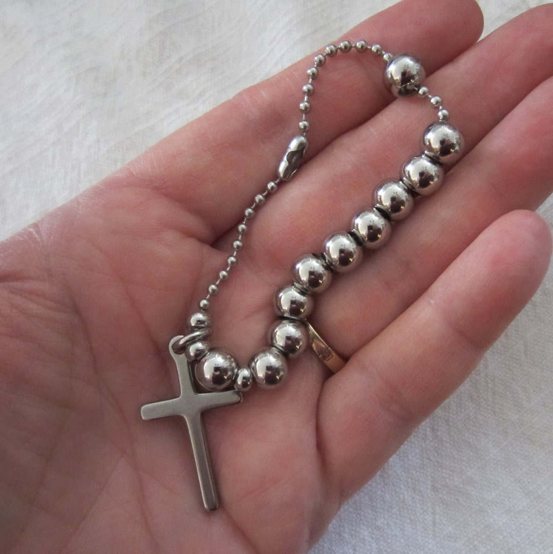 Stainless Steel Tenner Pocket Rosary, Heavy Duty, Catholic Devotional ...