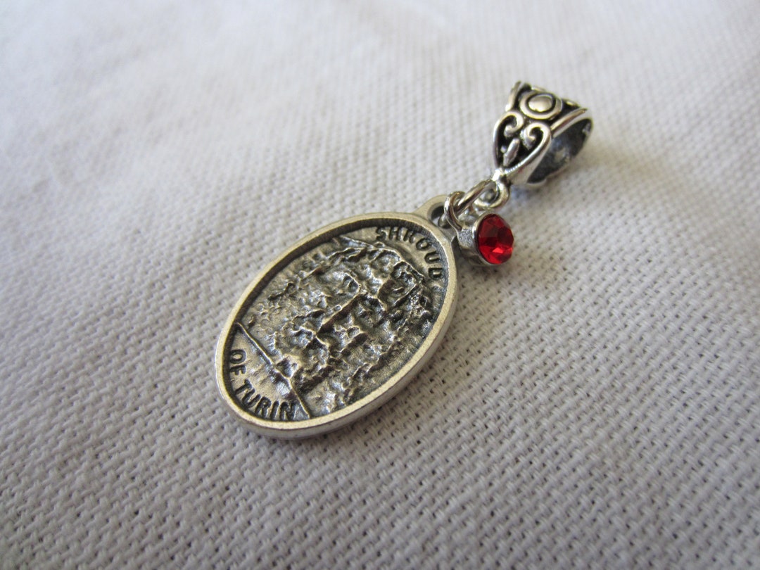Shroud of Turin / Holy Face of Christ Medal & Red Charm Pendant ...