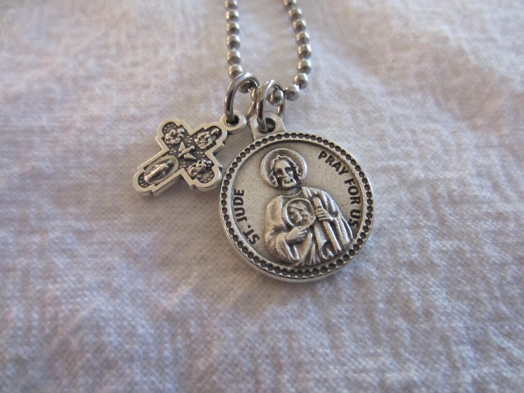 St Jude Medal / 4 Way Cross 2pc Pendant & Necklace Set, Patron ...