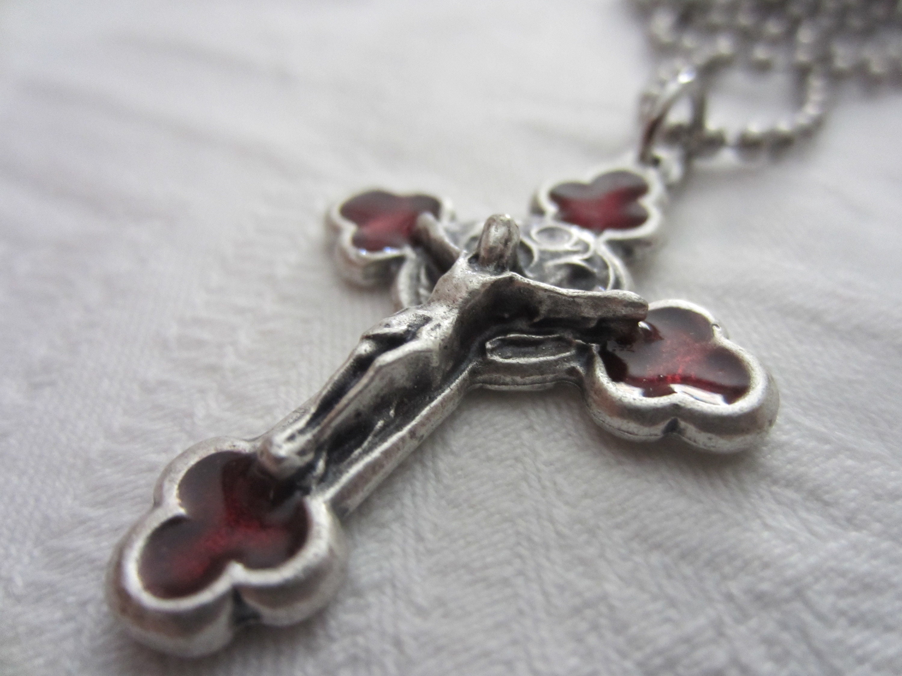 Apostle Cross Red Enamel Crucifix & Necklace Set Bynzantine | Etsy