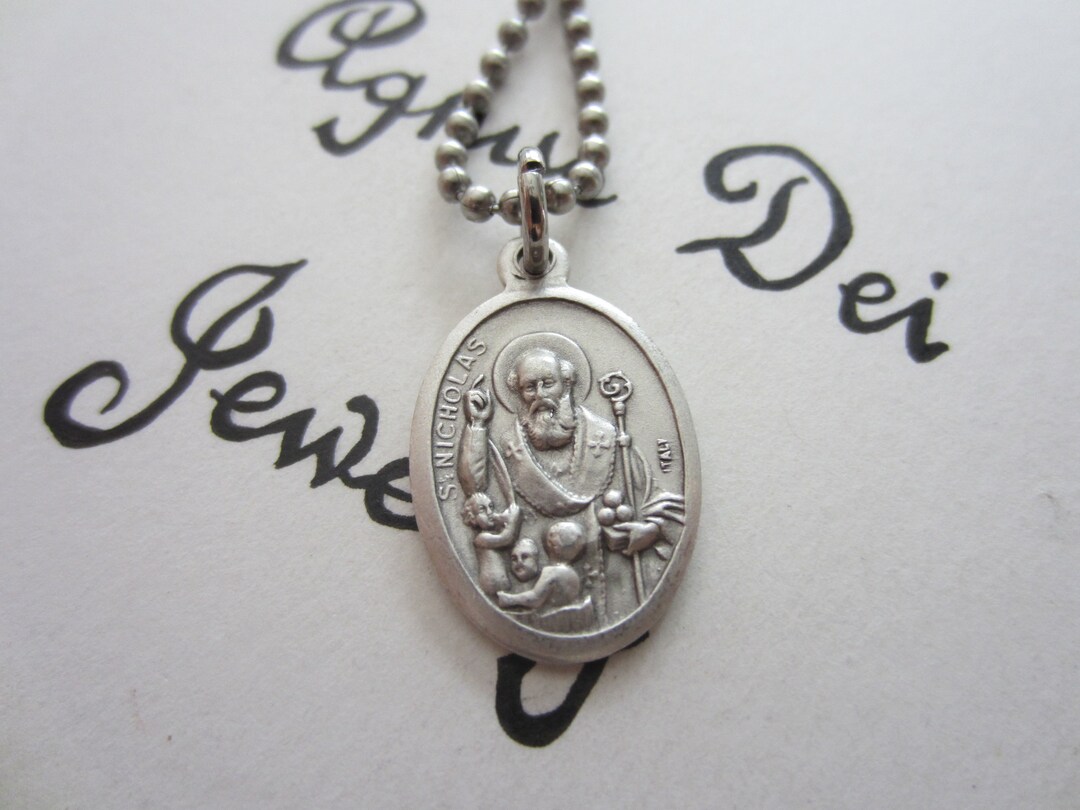 St Nicholas Medal & Necklace Set, Patron Children, Catholic Christmas ...