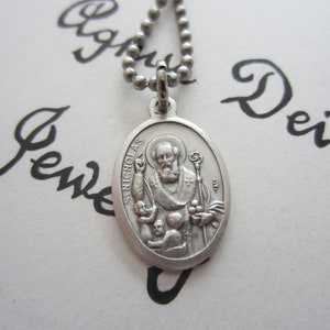 St Nicholas Medal & Necklace Set, Patron Children Travelers, Catholic ...