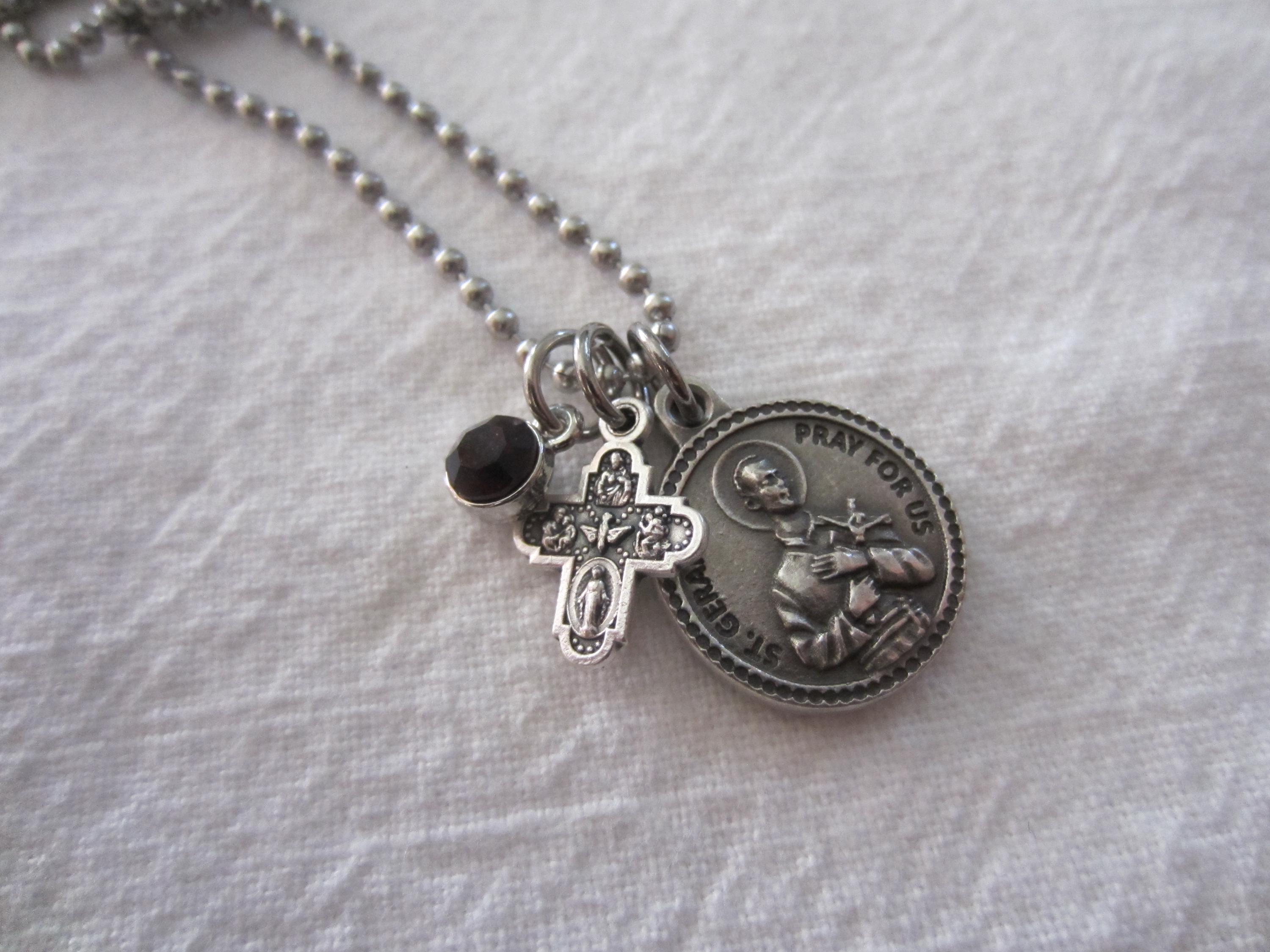 St Gerard Medal / 4 Way Cross 3pc Pendant & Necklace Set, Patron ...