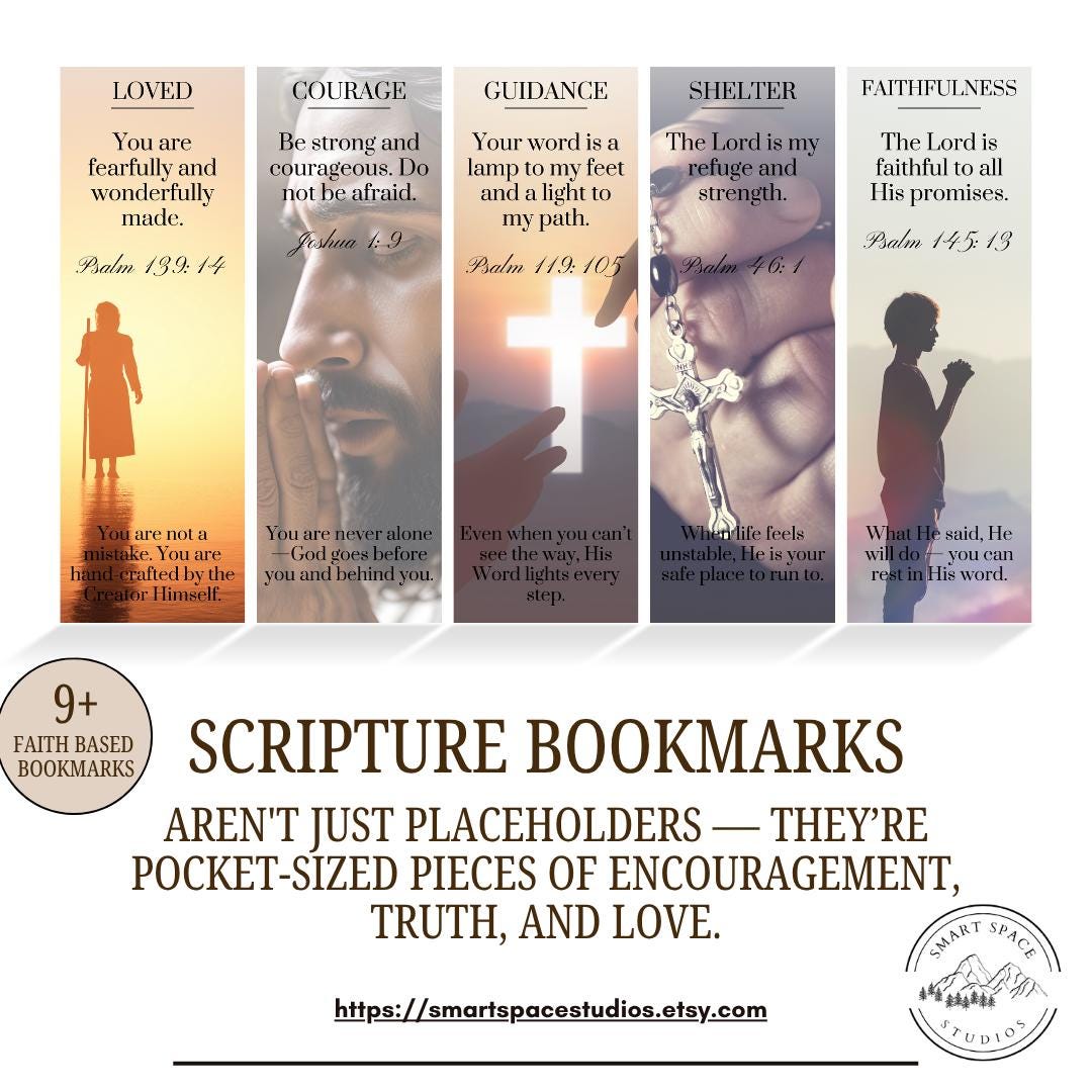 Printable Scripture Bookmarks: Christian Bible Verse Encouragement (PDF ...