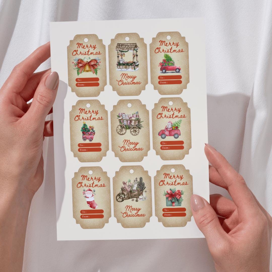 Printable Christmas Gift Tags – Vintage Holiday Tags for Gifts ...