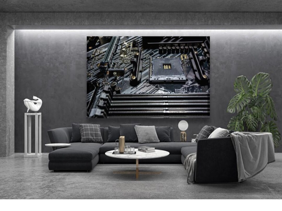 Motherboard Wall Art – Futuristic Tech Canvas Print, Digital Circuit ...