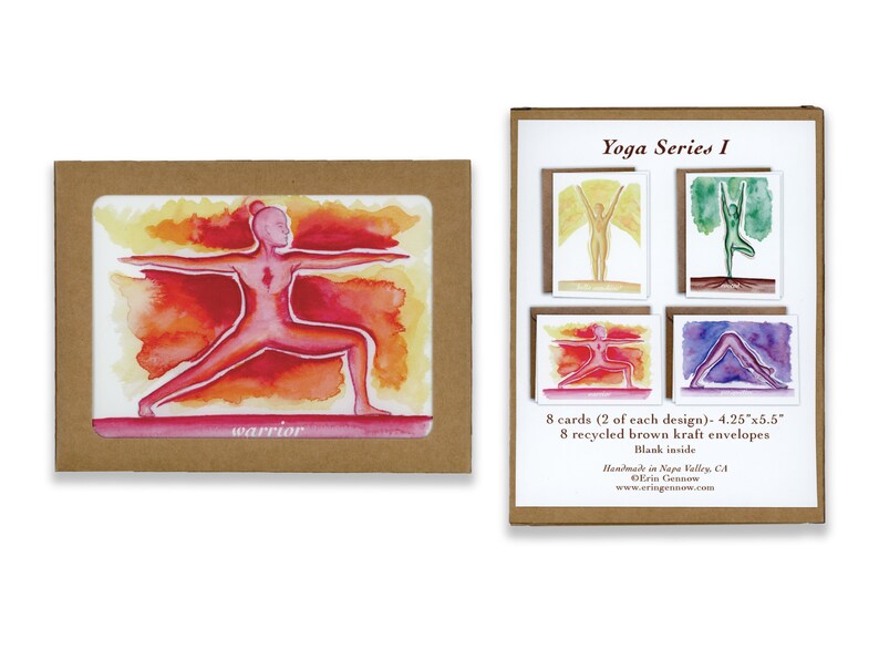 Yoga Watercolor Greeting Card Set of 8, Blank, Original Watercolors ...