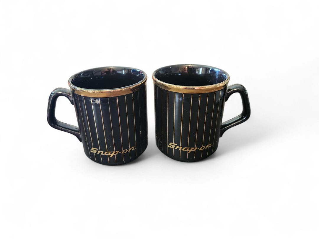 Vintage Snap-on Tools Black Gold Stripe Ceramic Promotional Mugs Set of 2 - Etsy