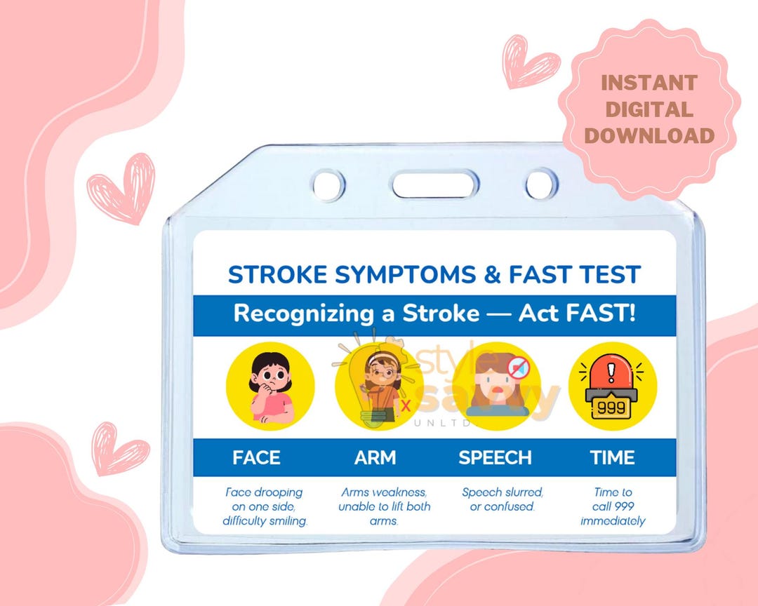 Stroke Recognition and Symptoms ID Insert UK Version | Printable PDF ...