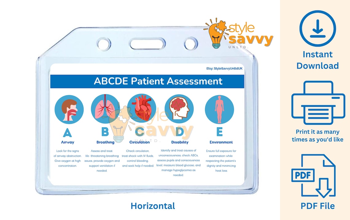 ABCDE Patient Assessment ID Insert Badge Buddy | PDF Download - Etsy