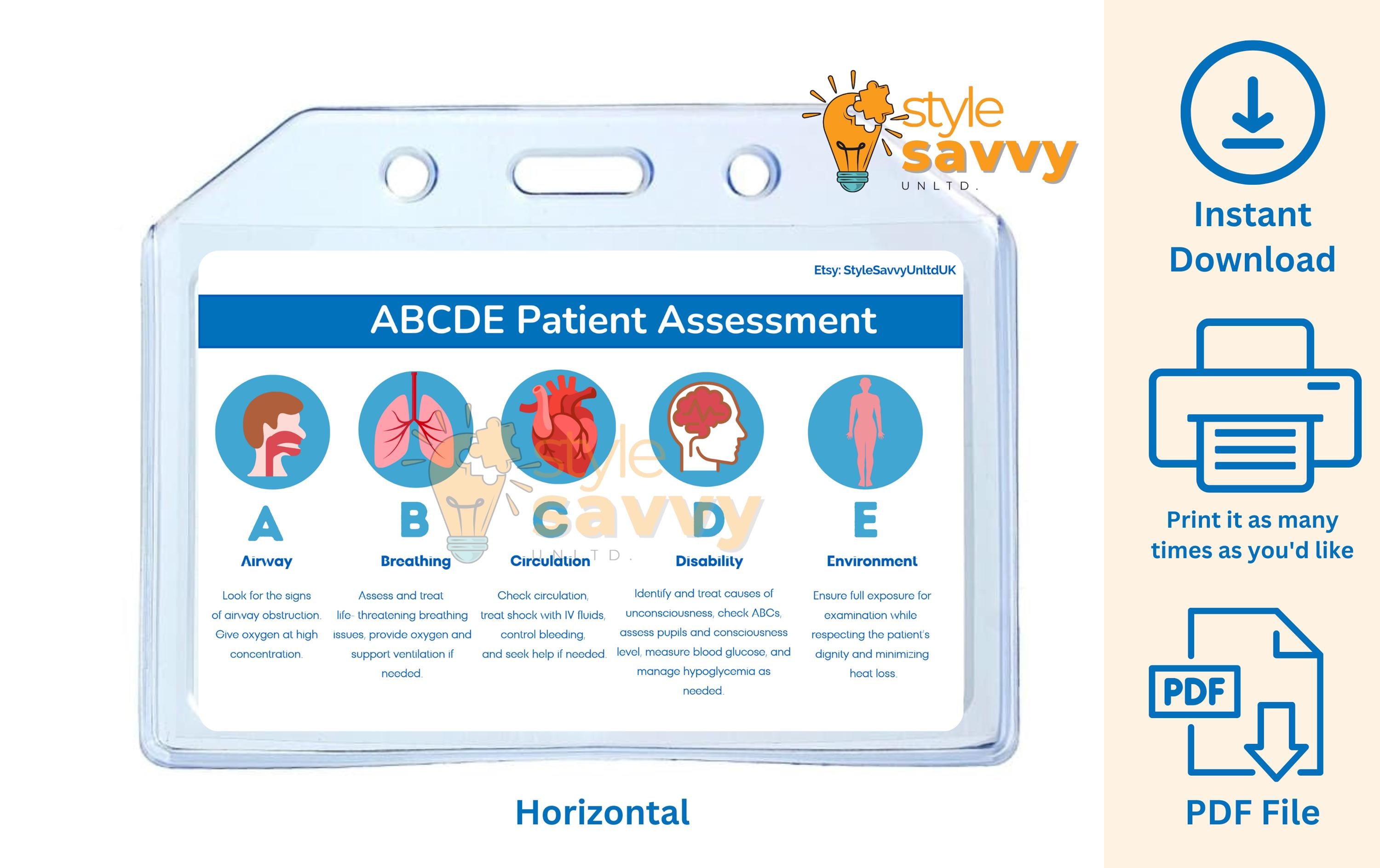 ABCDE Patient Assessment ID Insert Badge Buddy | PDF Download - Etsy
