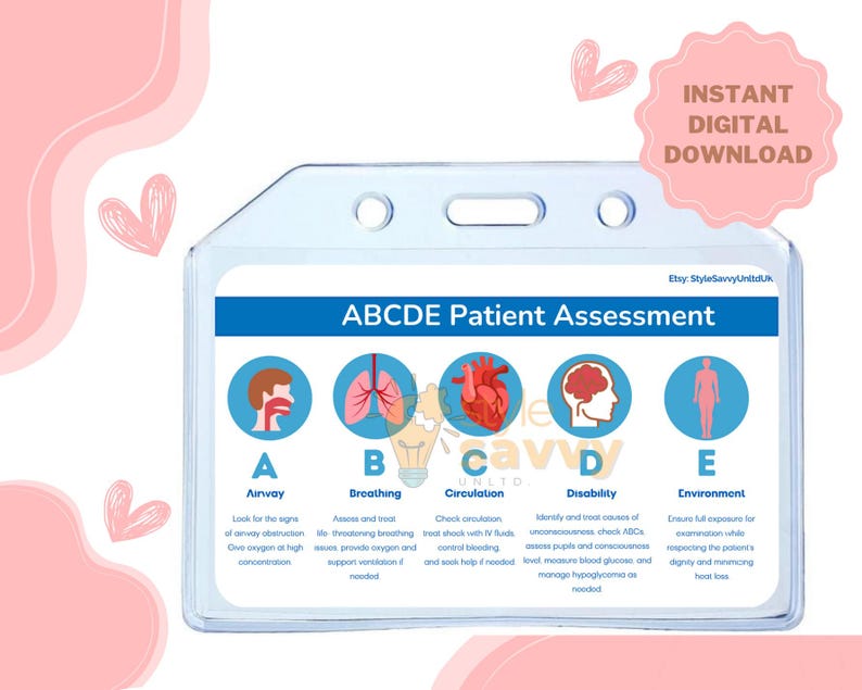 ABCDE Patient Assessment ID Insert Badge Buddy | PDF Download - Etsy