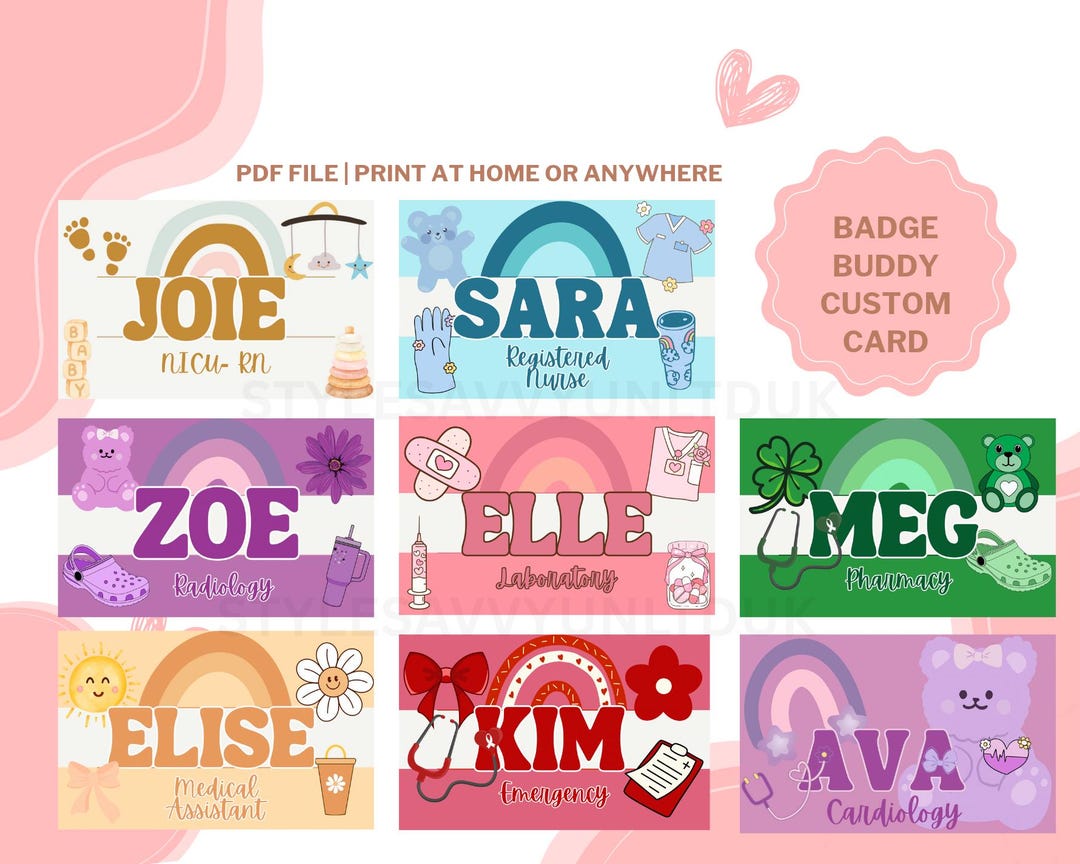 Badge Buddy Custom ID Badge | Printable Name Tag | Horizontal - Etsy
