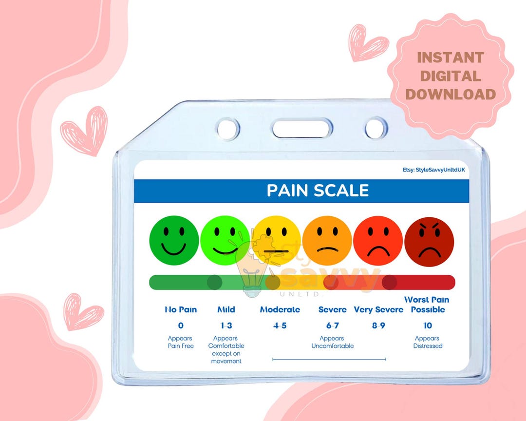 Patient Pain Scale Badge ID Insert Horizontal | PDF Download - Etsy