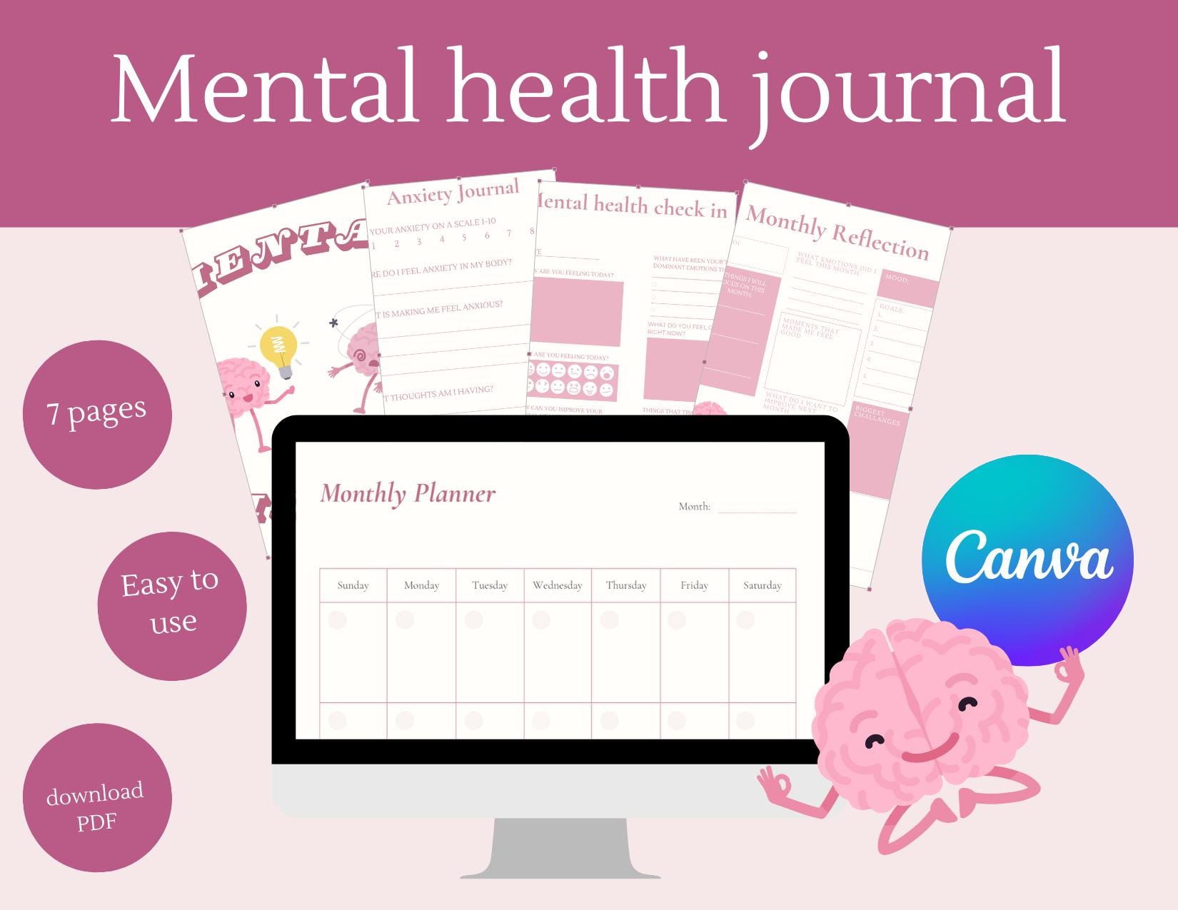 Mindful Reflections: A Digital Journal for Mental Health & Self-care - Etsy