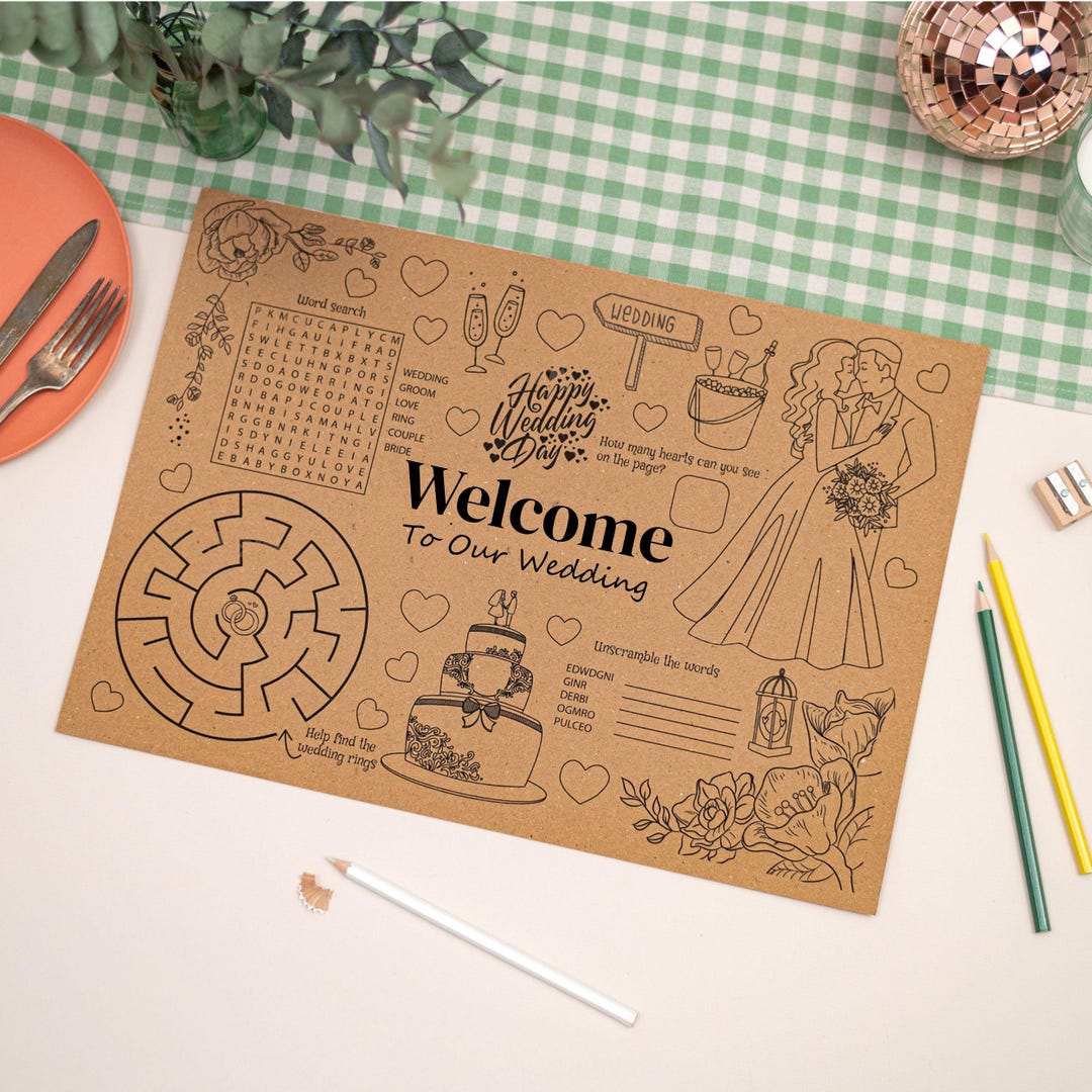 Children's Wedding Activity Mat | Kid's Wedding Activity and Colouring ...