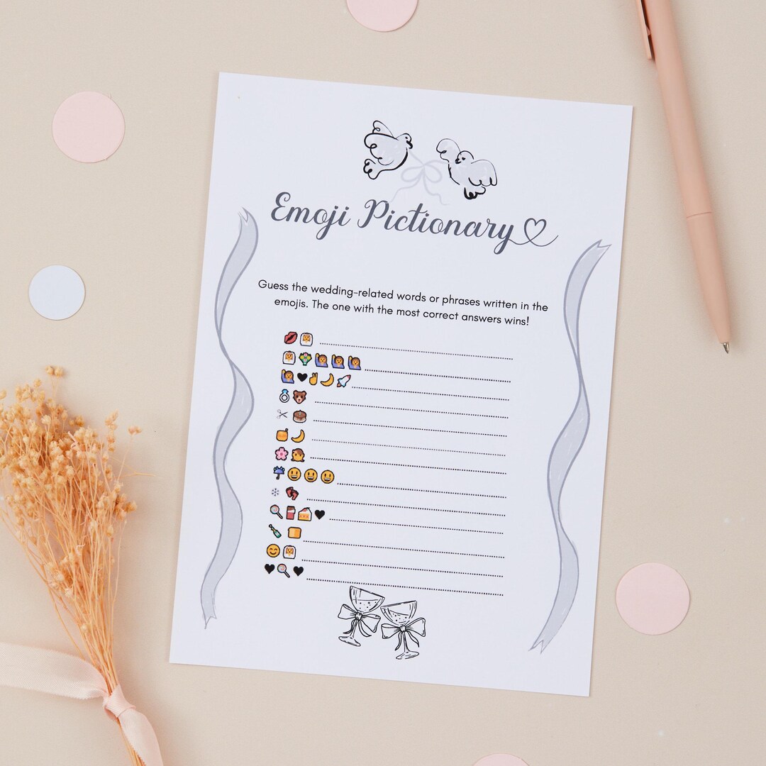 Emoji Pictionary | Wedding Guests Games | Fun Wedding Paper Games | A5 ...