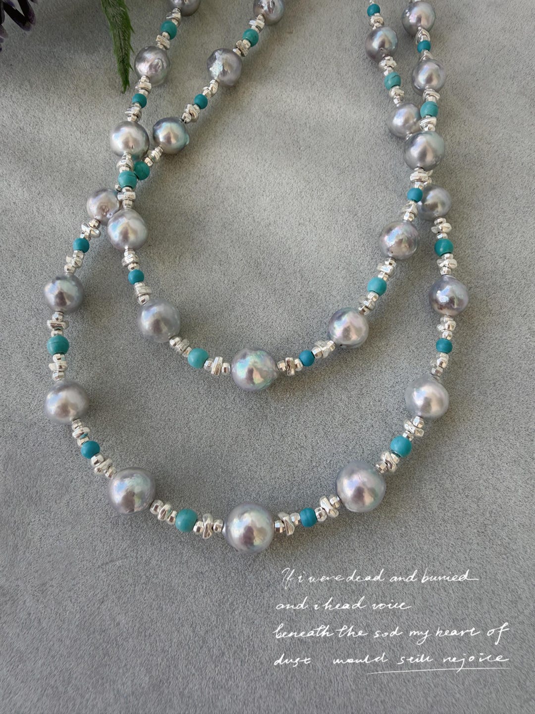 Japanese Akoya Pearl & Turquoise Necklace |baroque Pearls |designer ...