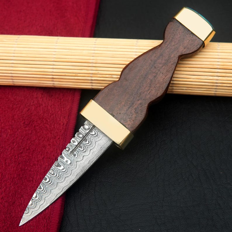 Custom Damascus Sgian Dubh Knife | Hand-forged Scottish Dirk With ...