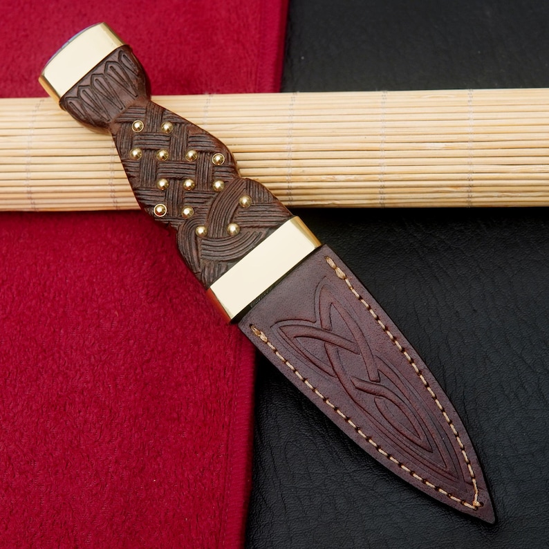 Custom Damascus Sgian Dubh Knife | Hand-forged Scottish Dirk With ...