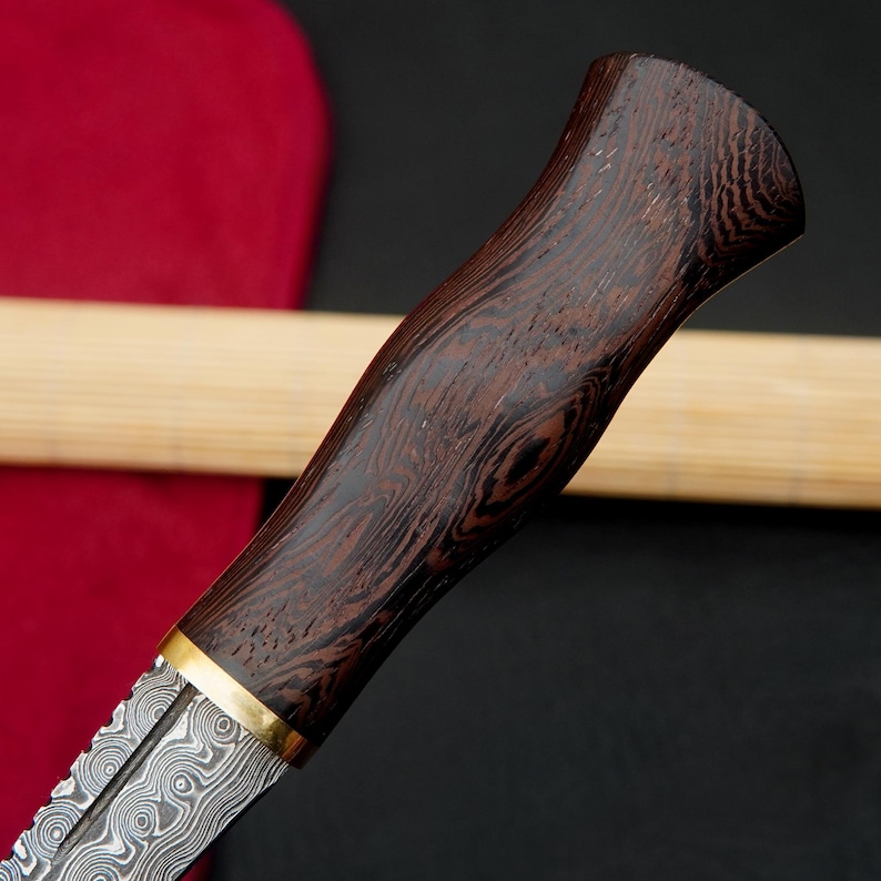 Custom Handmade Scottish Sgian Dubh Knife - Damascus Steel, Wenge Wood ...