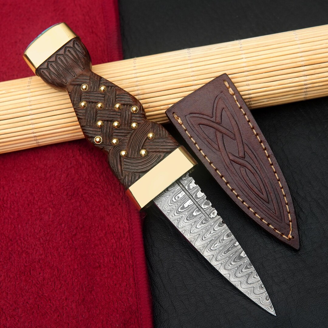 Custom Damascus Sgian Dubh Knife | Hand-forged Scottish Dirk With ...