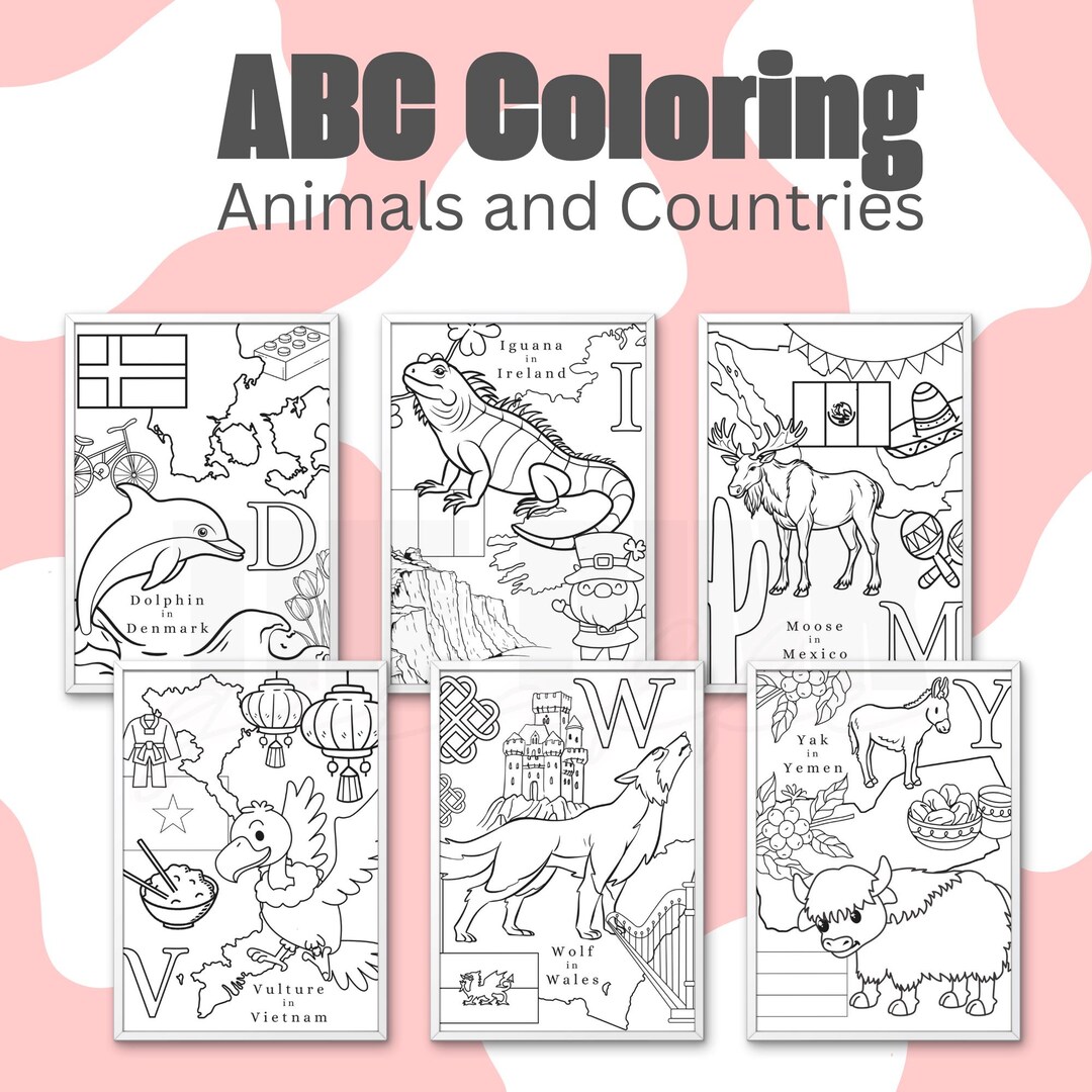 26 ABC Animal and Country Coloring Sheets | Fun International Learning ...