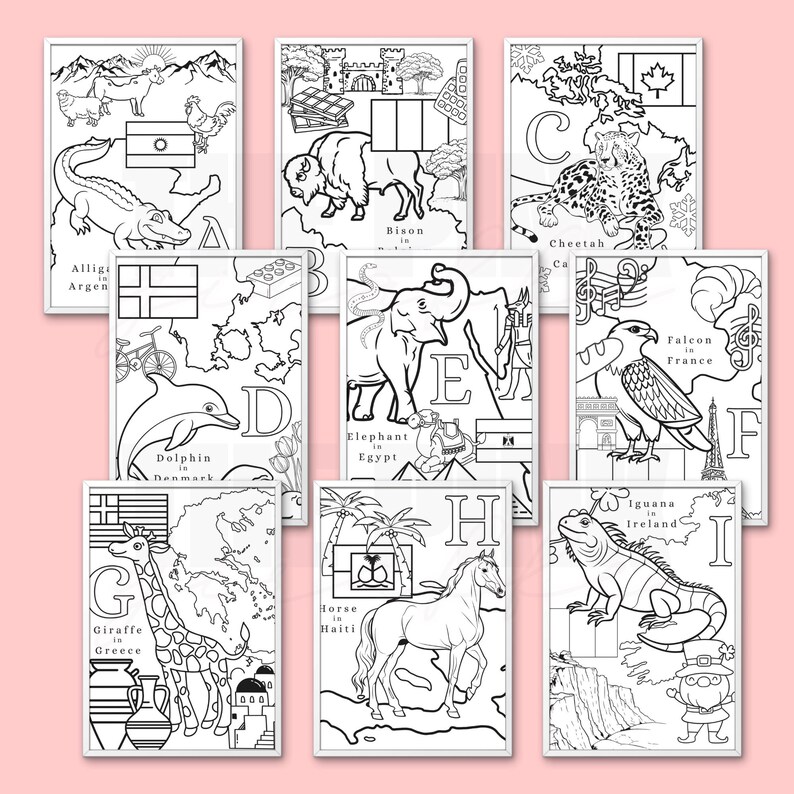 26 ABC Animal and Country Coloring Sheets | Fun International Learning ...