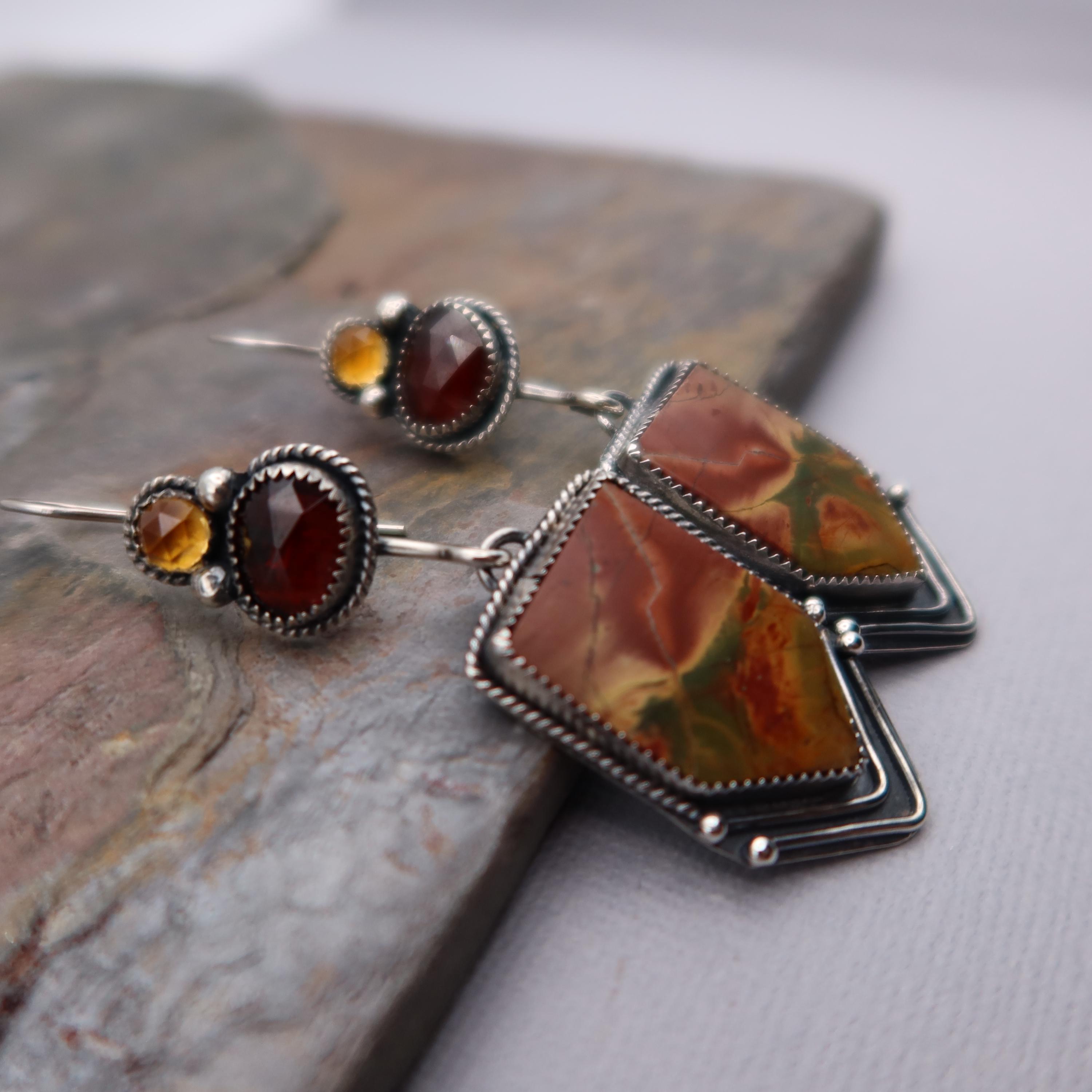 Cherry Creek Jasper, Red Garnet and Citrine Sterling Silver Artisan ...