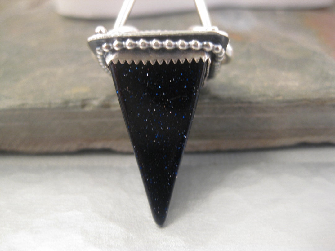 Blue Goldstone Pyramid and Rainbow Moonstone Statement Necklace - Etsy