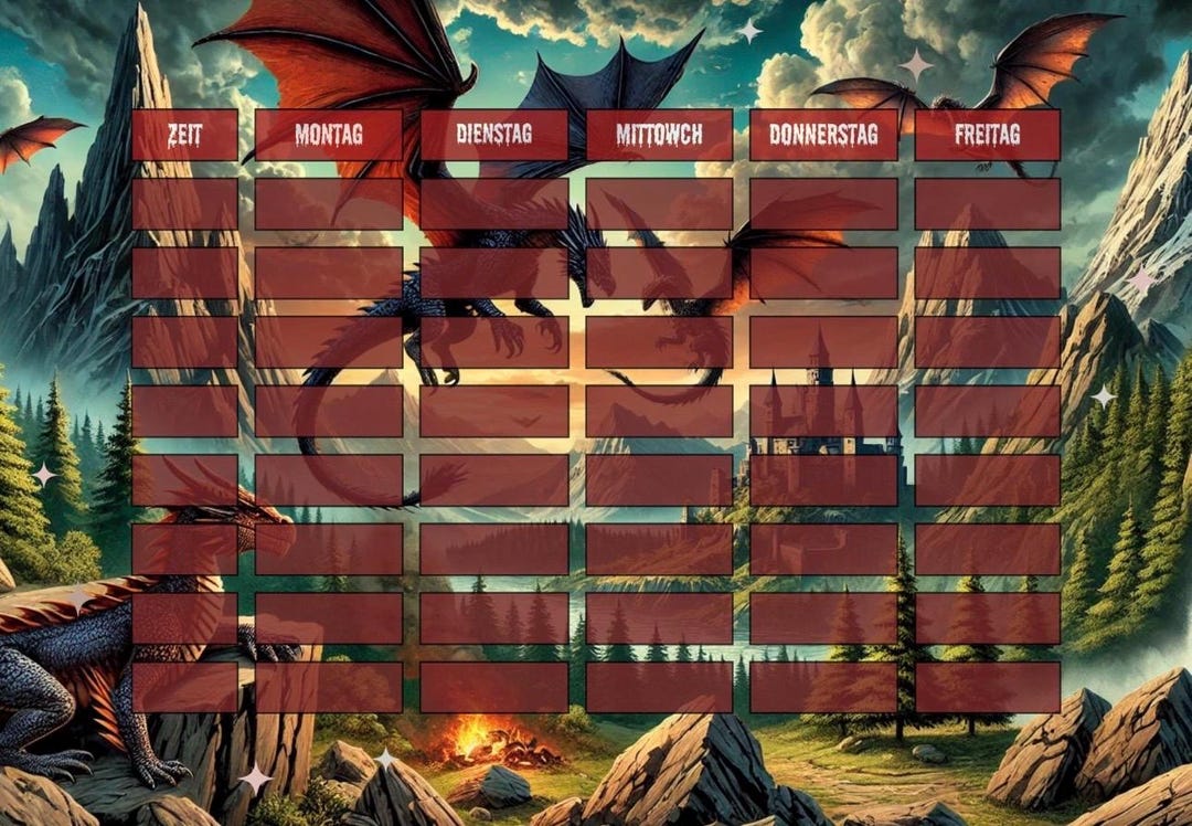 Dragon Timetable to Print – Fantasy School Planner for Kids & Fans ...