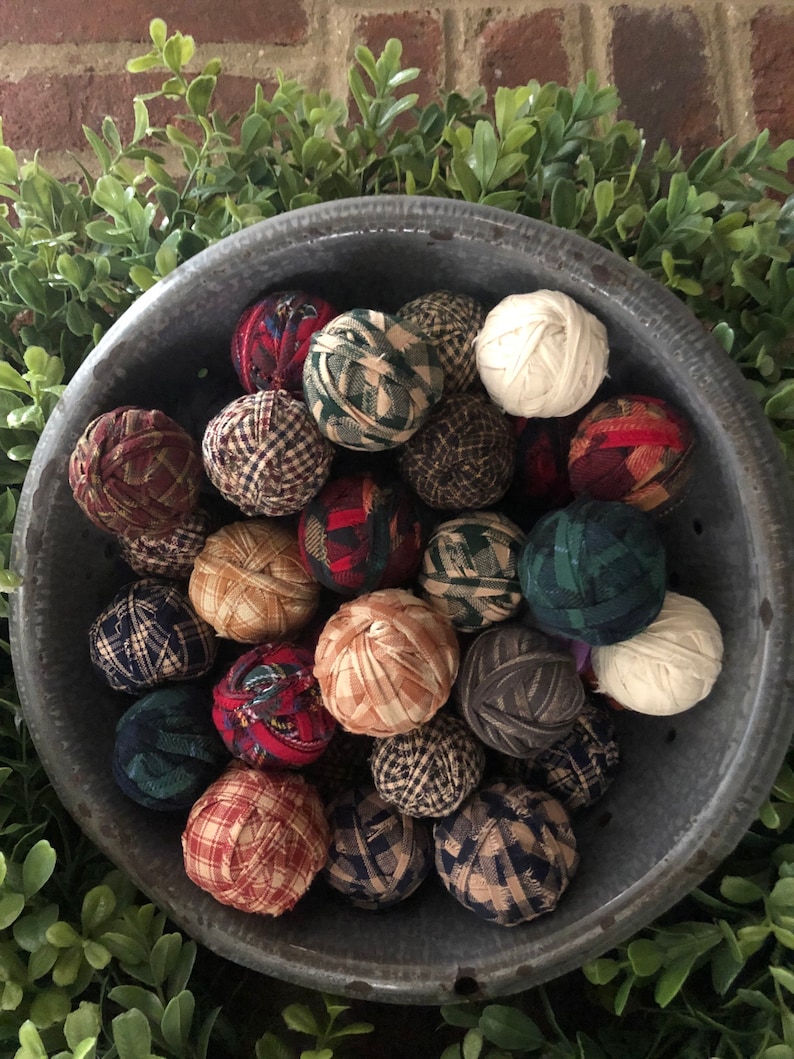10 Ragballs Primitive Country Rag Balls Farmhouse Rustic - Etsy