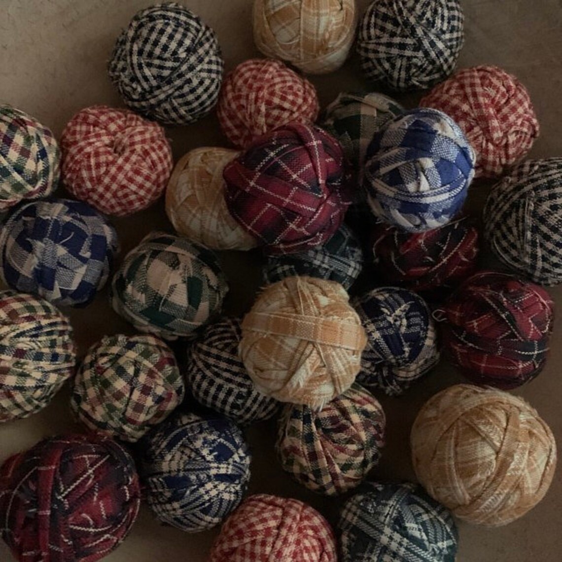 5 Ragballs Primitive Farmhouse Rag Balls Large Rustic | Etsy