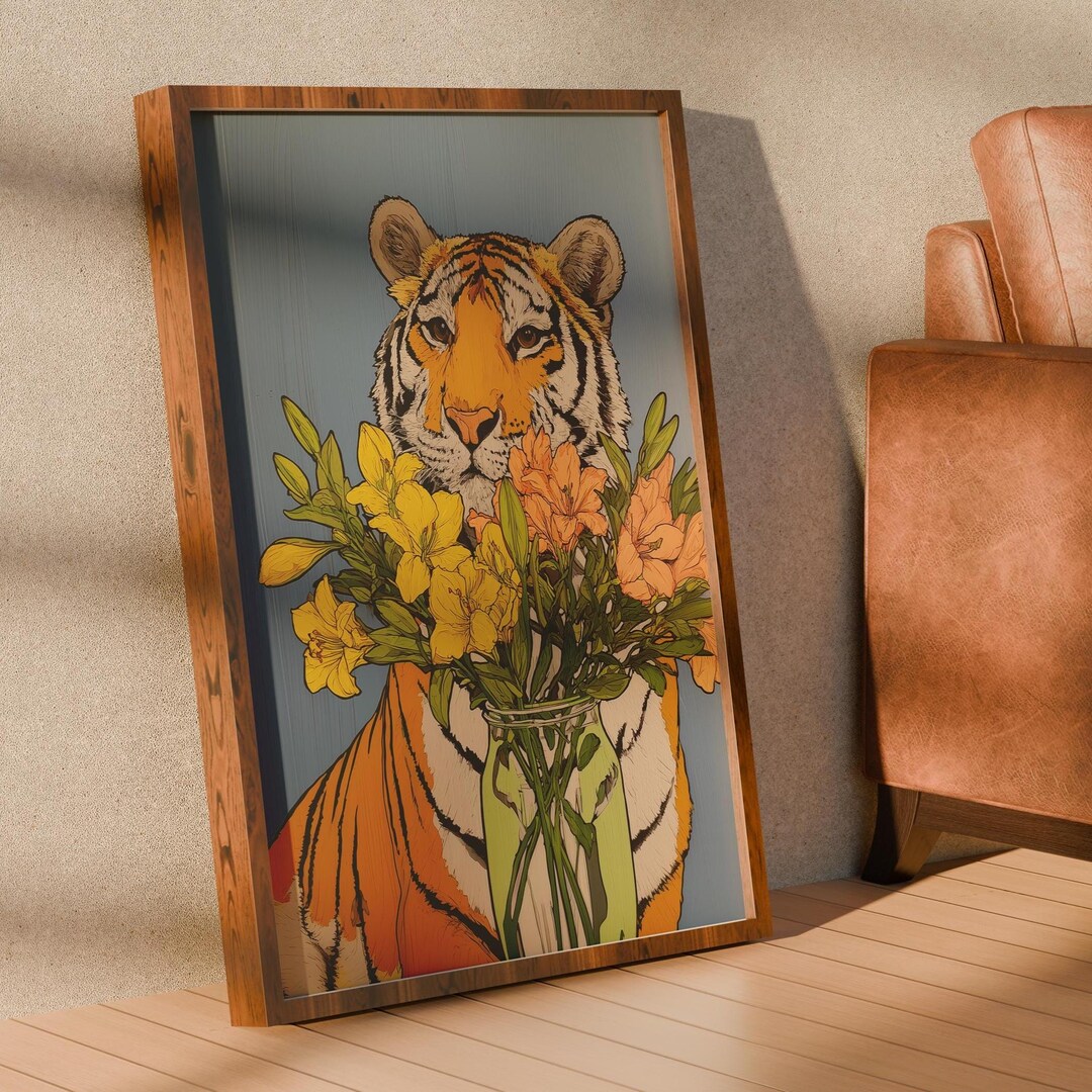 Framed Tiger Poster: Jungle Floral Wall Art - Etsy