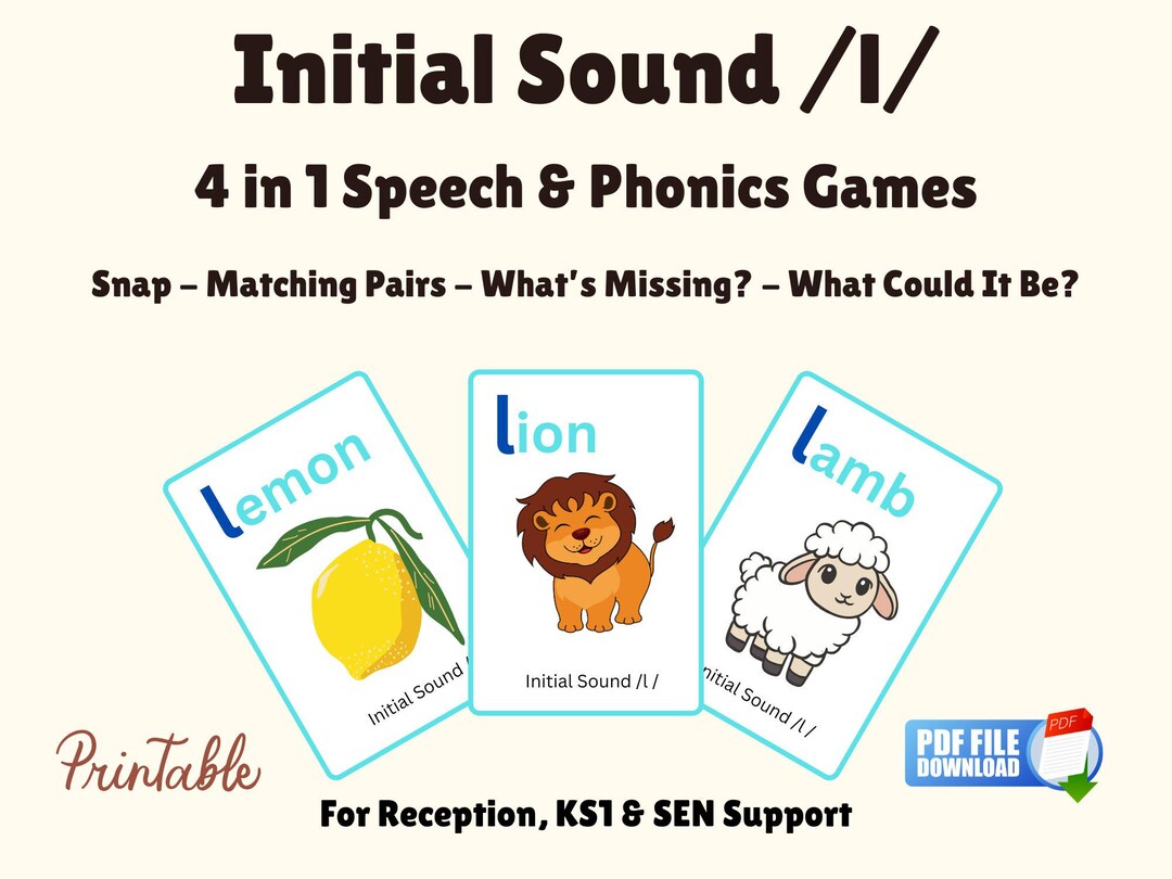 Initial Sound L Games | Speech Sound Practice | Phonics Activities for ...