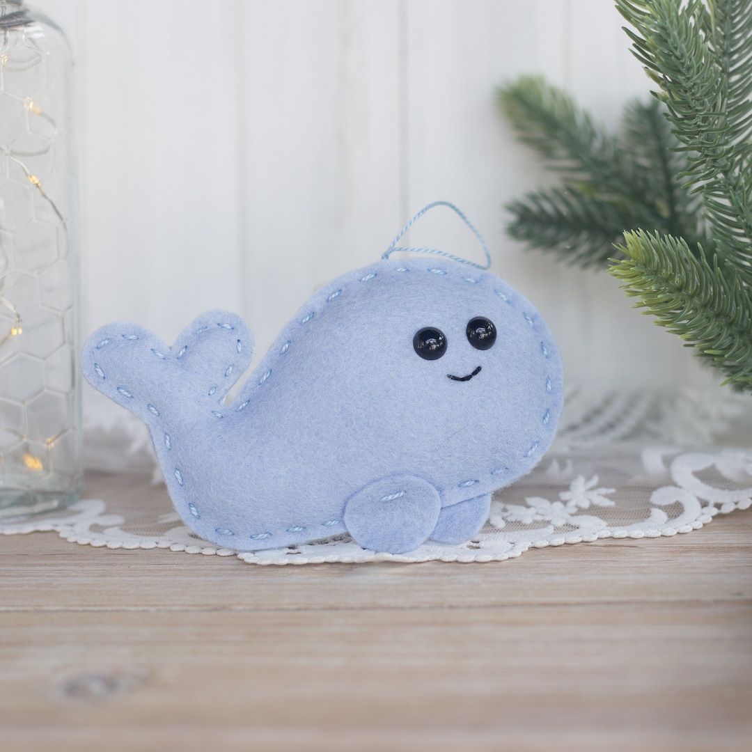 Wool Felt Whale Christmas Ornament / Key Chain / Mobile Attachment ...