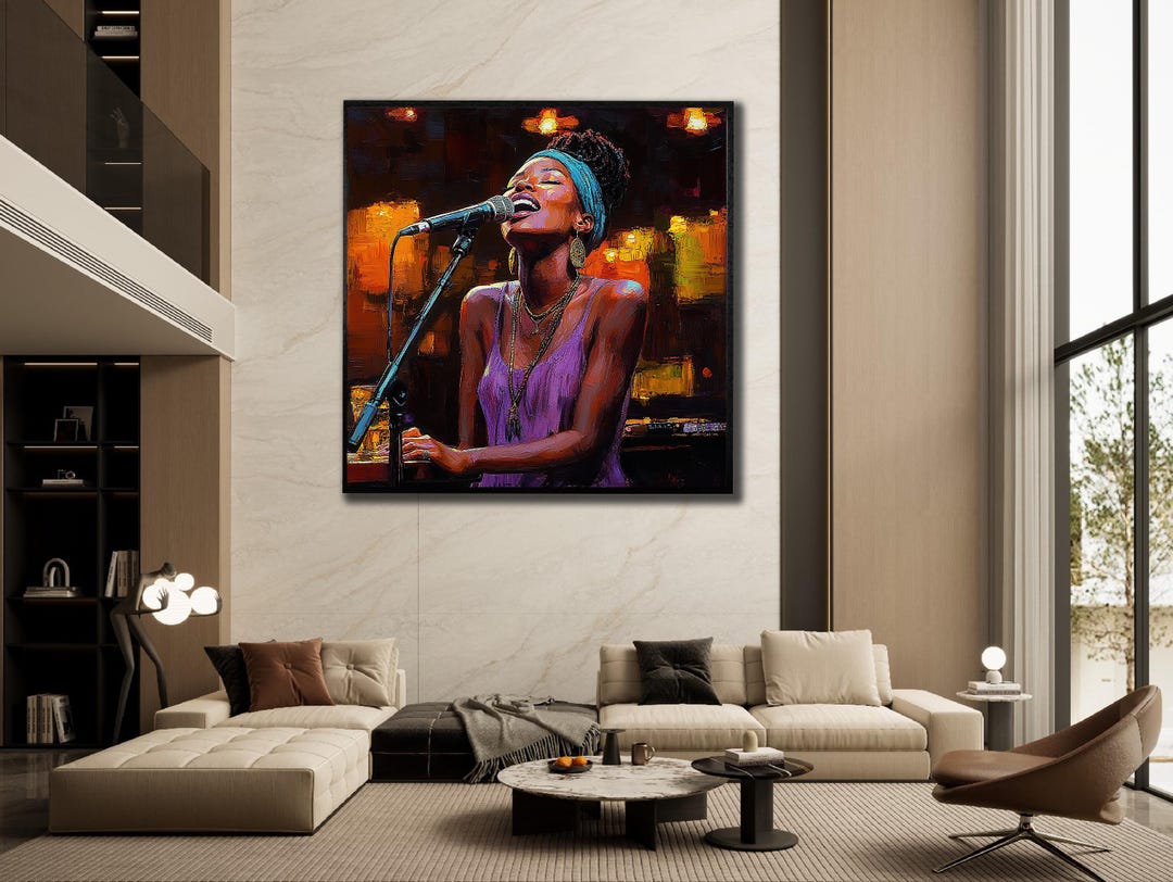 Retro Jazz Singer Canvas Art Print: Colorful Jazz Music Wall Decor - Etsy