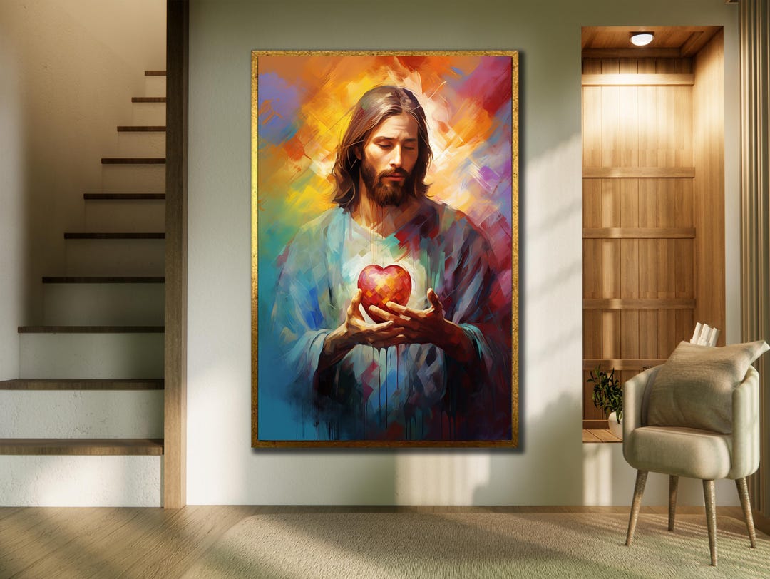 Heart of Jesus Framed Art, 3d Jesus Canvas Art Print, Christian Poster ...
