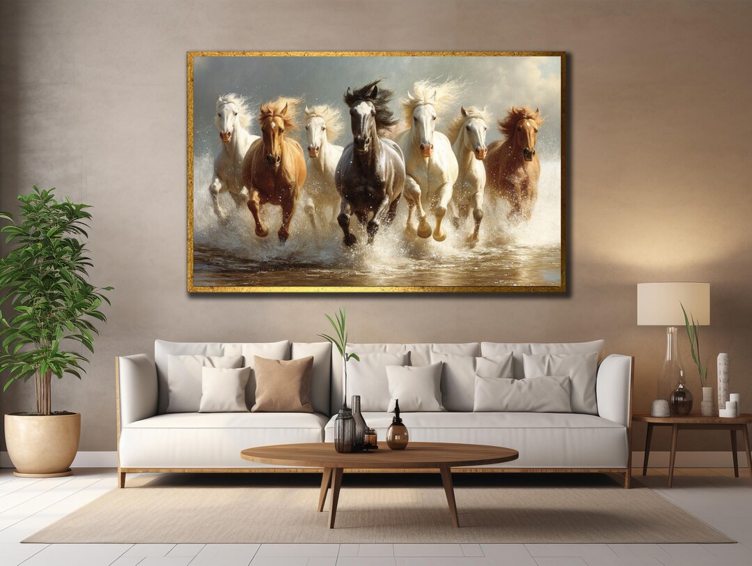 Horses Running Canvas Print: Vintage Wild Animal Wall Art - Etsy