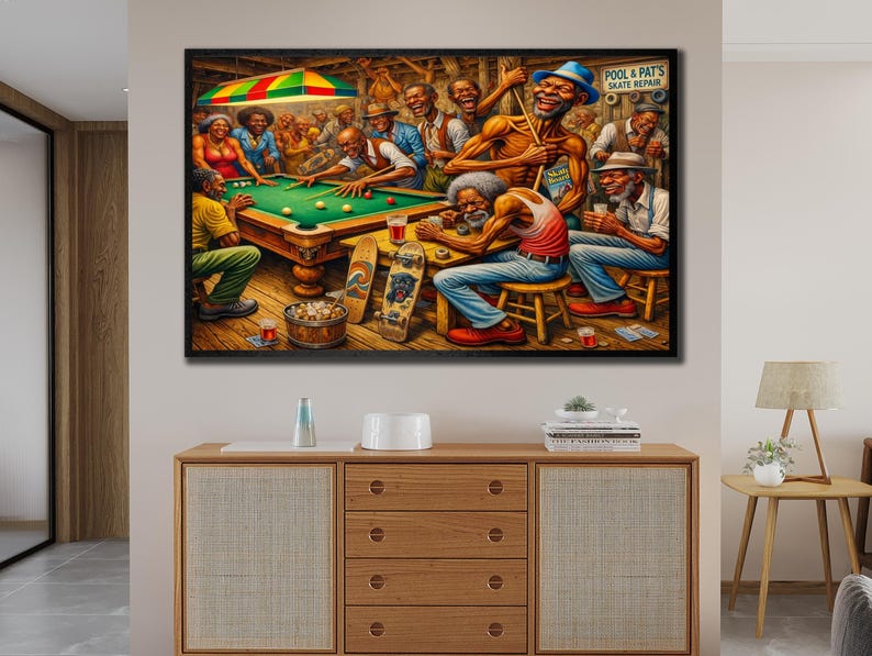 African American Art Print: Pool Players Gathering Canvas Wall Art - Etsy