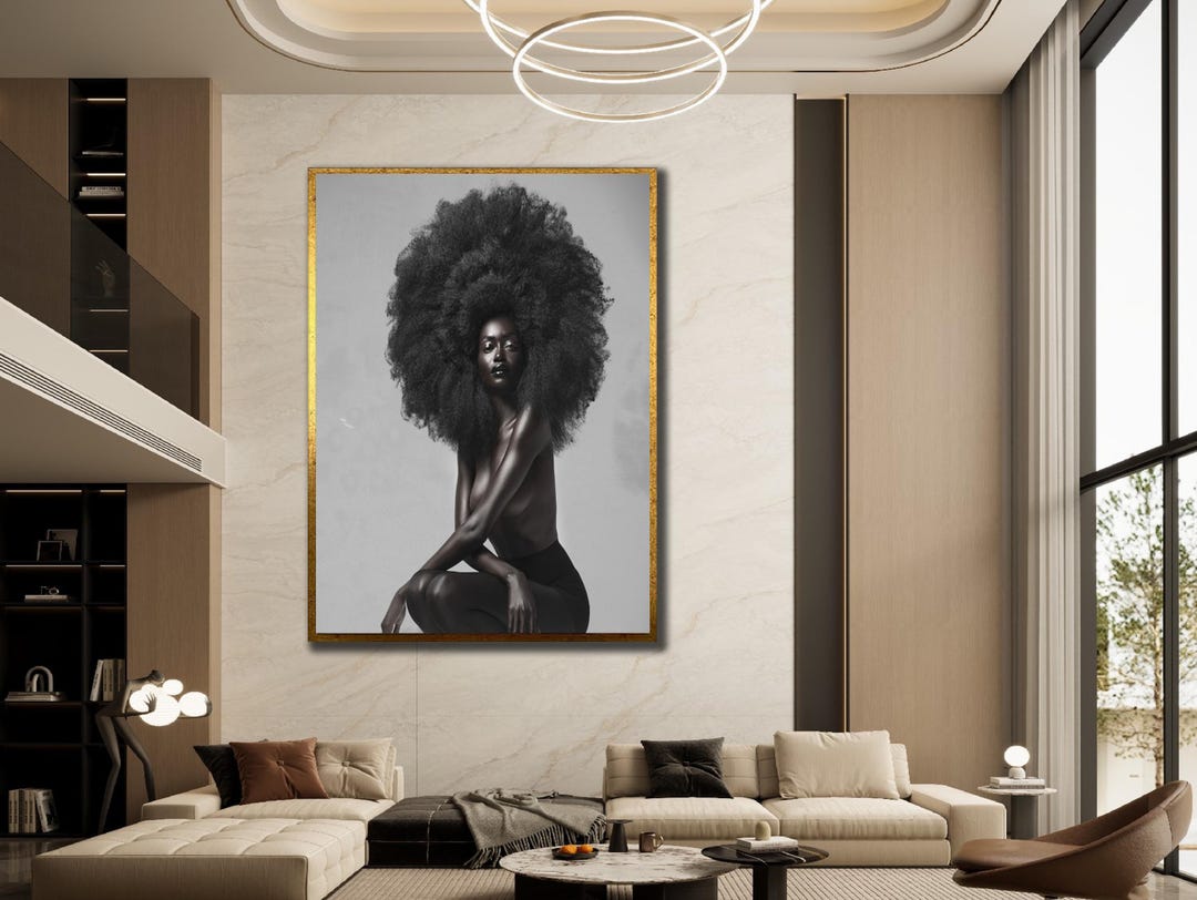 Black Long Hair African Woman Canvas Art: Ethnic Decorative Canvas for ...