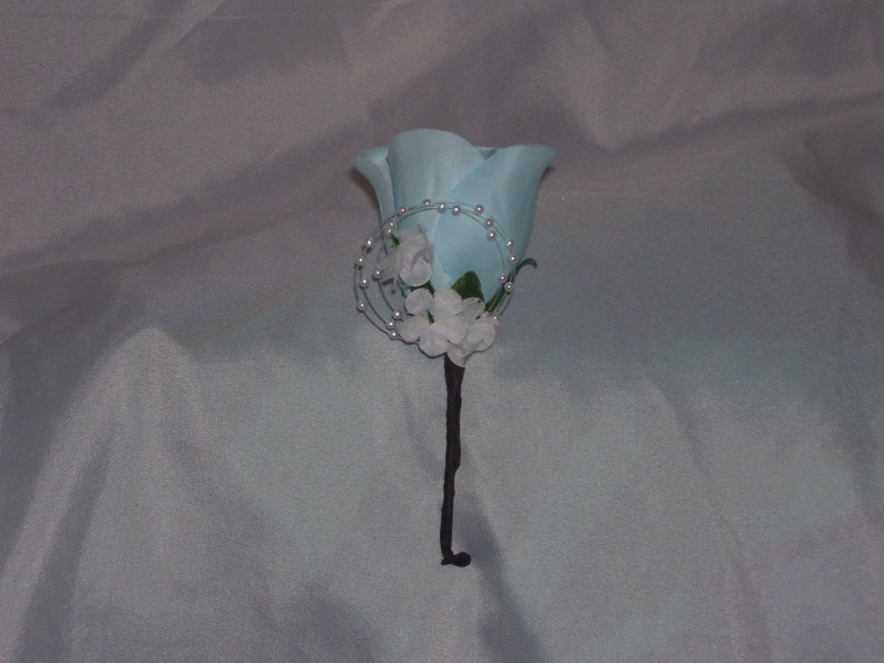 Baby Blue Boutonniere With Faux Pearls - Etsy