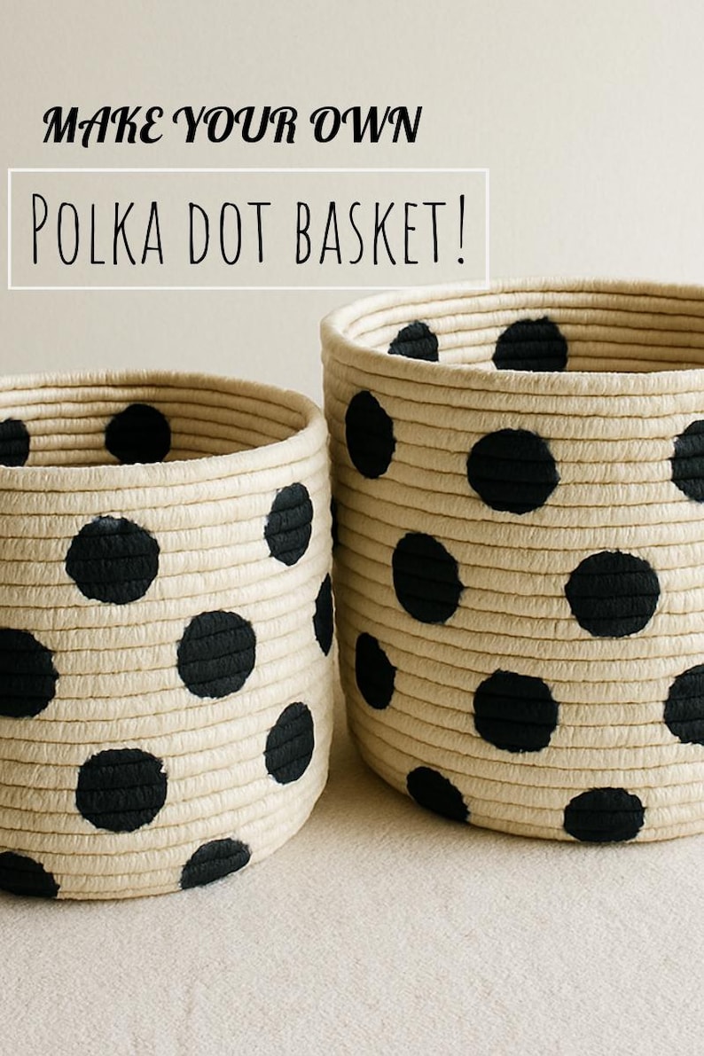 POLKA DOTS Coiled Rope-style Handmade Basket | Making a Handmade Basket ...