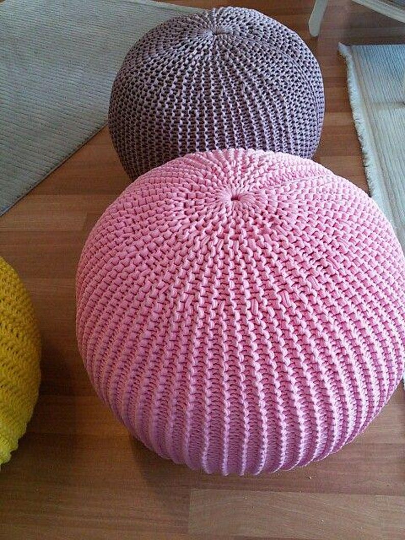 CROCHET PATTERN for Round Knitted Pouf With 4 Mm Macrame Cord | Pdf ...