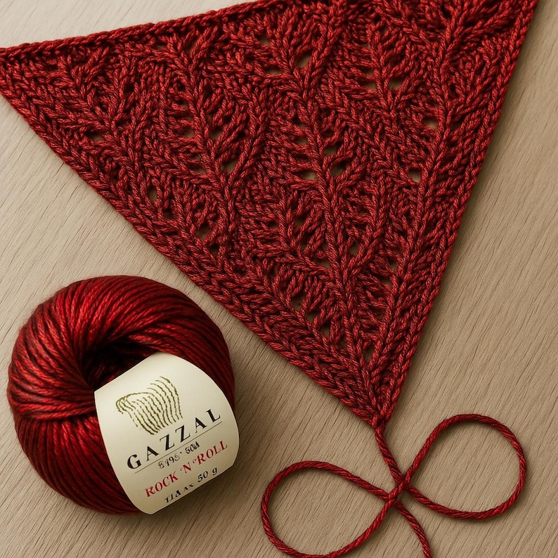 LACE SHAWL Knitting Pattern PDF • Leaf Triangle Shawl • Gazzal Rock 'n ...