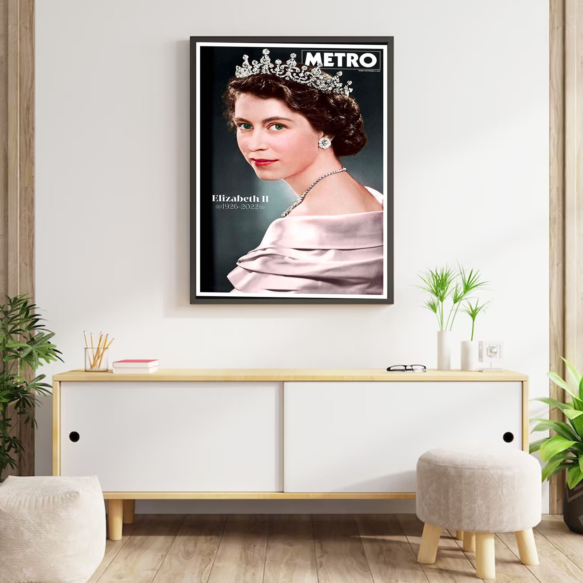 Queen Elizabeth II Portrait Poster, RIP Queen Elizabeth II Wall Art ...