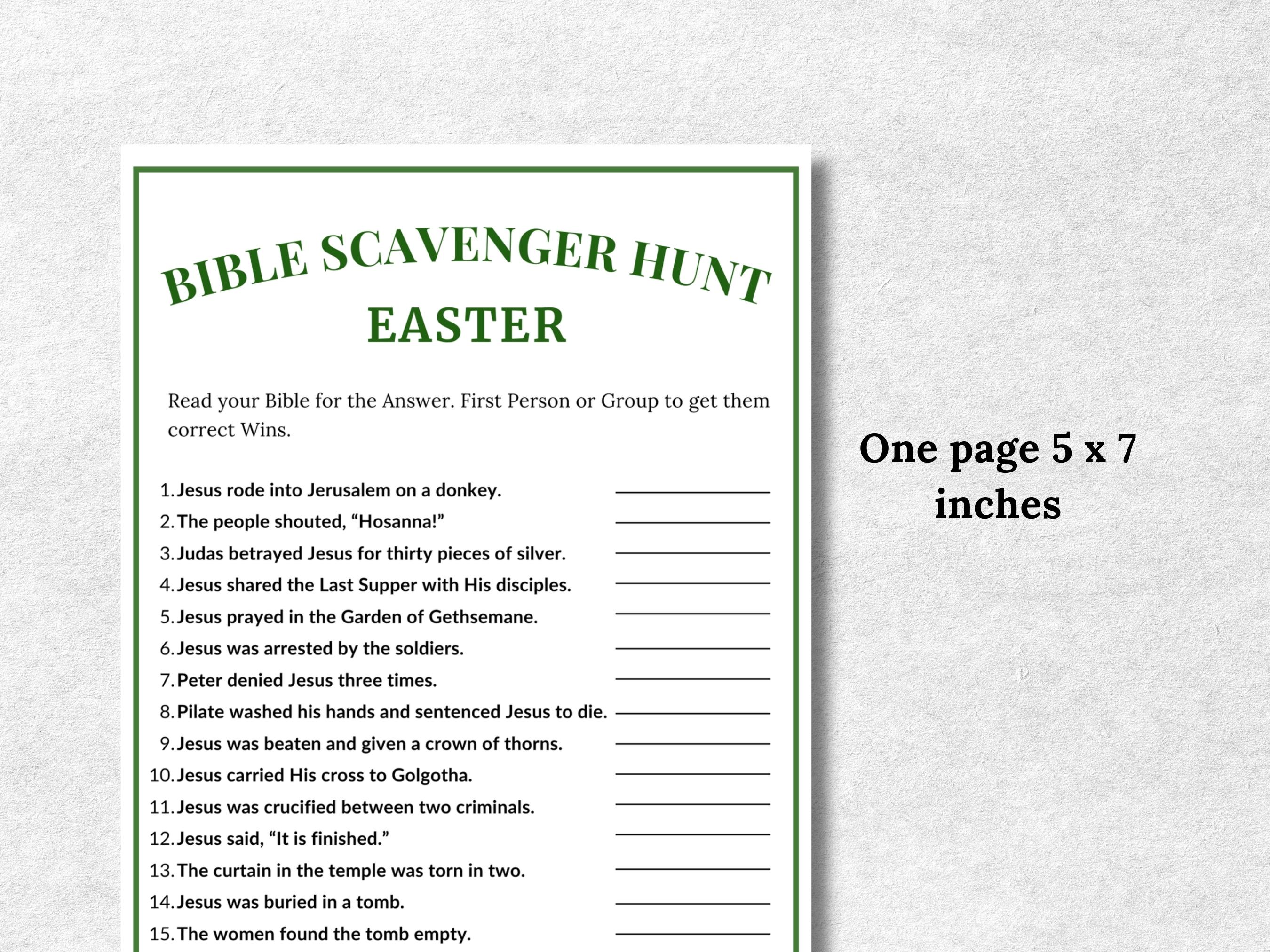 The Bible Scavenger Hunt Church Group Game Printable Activity Christian ...