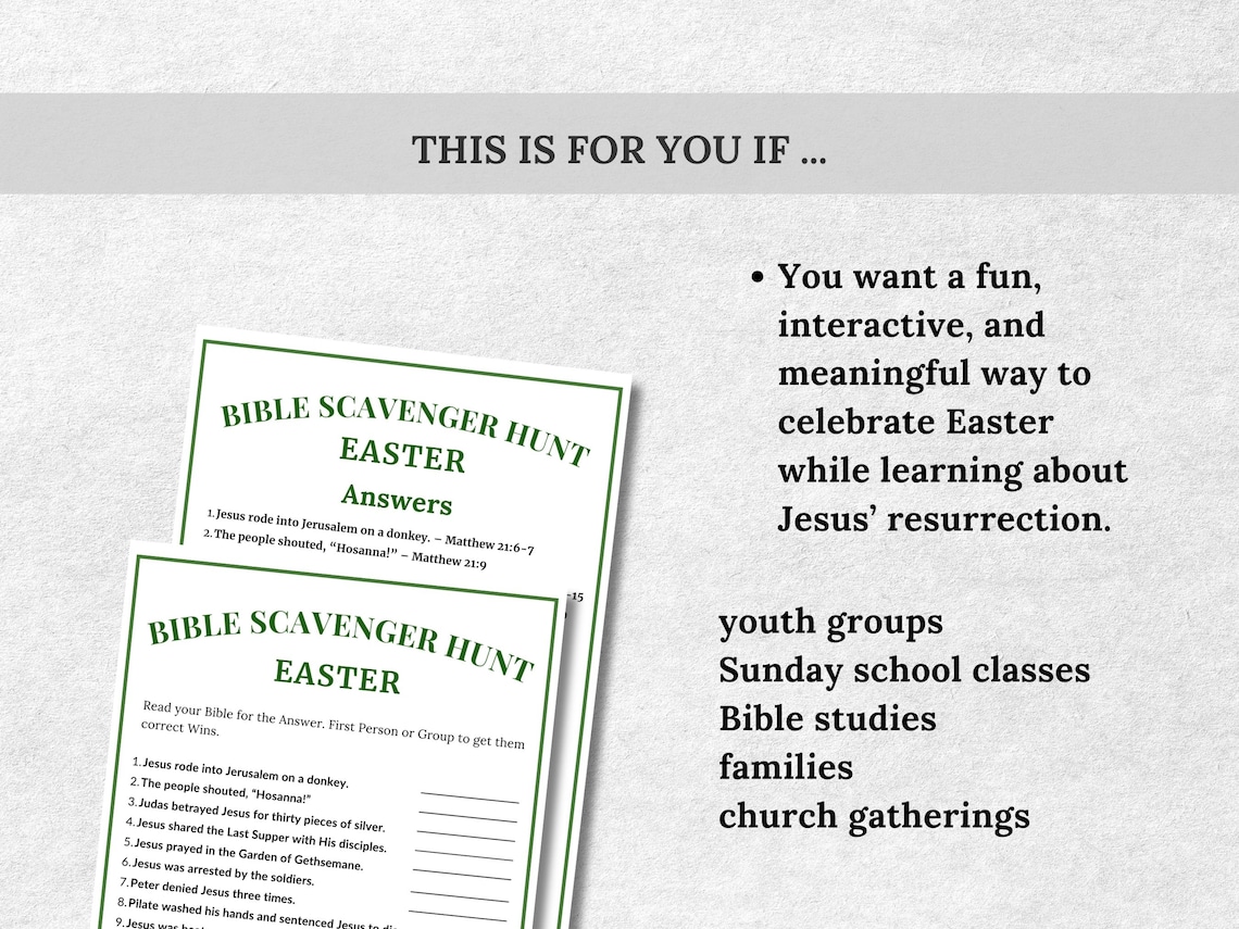 The Bible Scavenger Hunt Church Group Game Printable Activity Christian ...