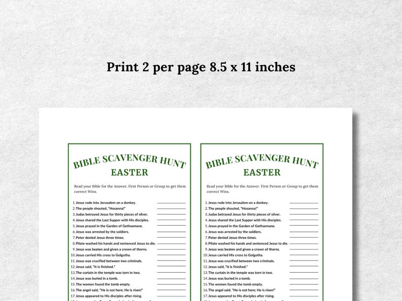 The Bible Scavenger Hunt Church Group Game Printable Activity Christian ...