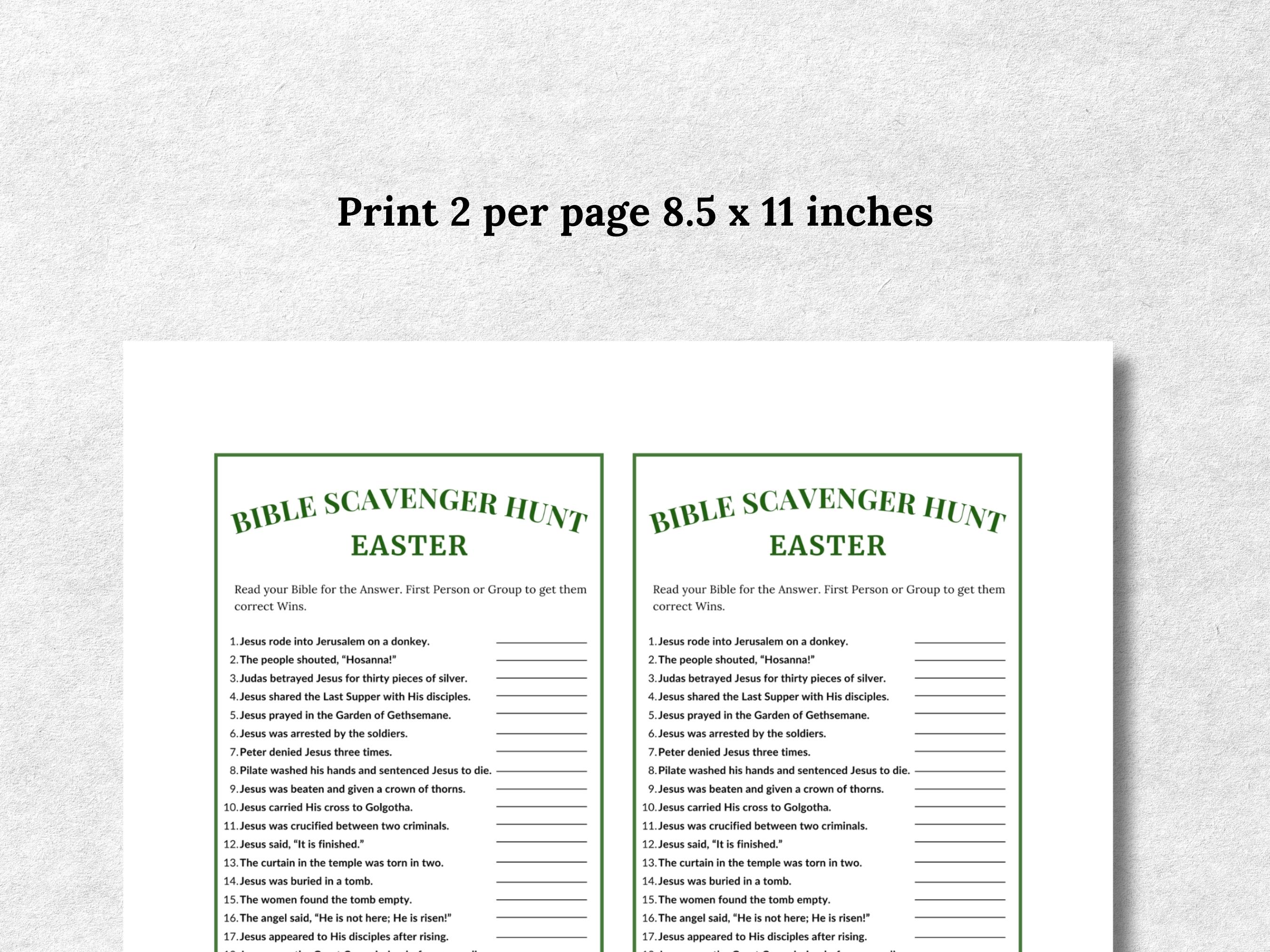 The Bible Scavenger Hunt Church Group Game Printable Activity Christian ...